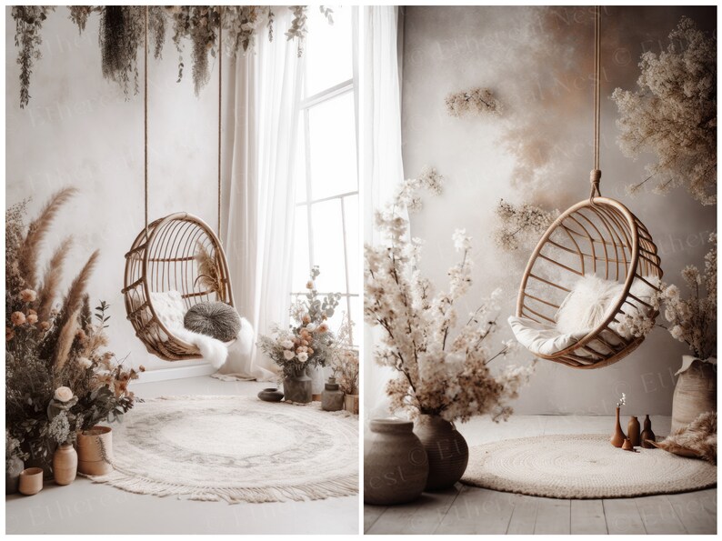 10 Digital Backdrops Boho Floral Swing Boho Maternity Floral - Etsy