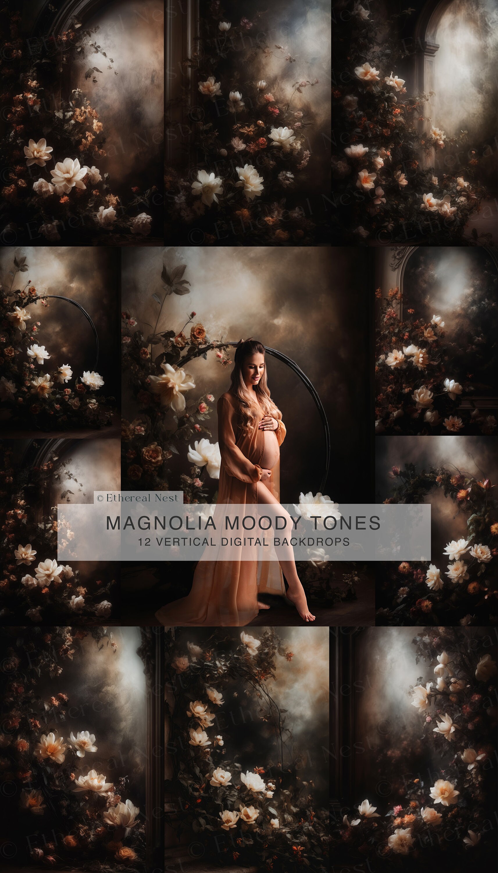Fine Art Moody Digital Backdrops Moody Magnolia Floral - Etsy