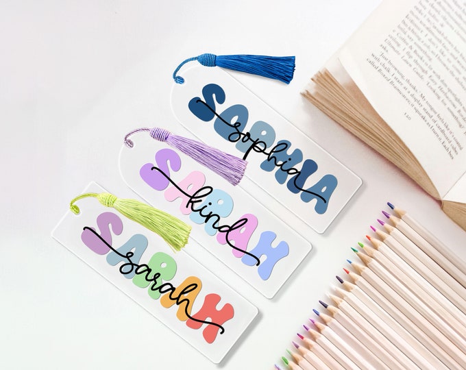 Personalized Bookmark With Custom Name, Back to School Acrylic Bookmark ...