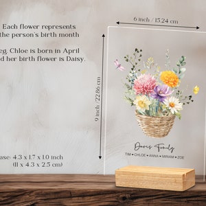 Personalized Birth Flower Bouquet, Birth Month Flower on Acrylic Plaque ...