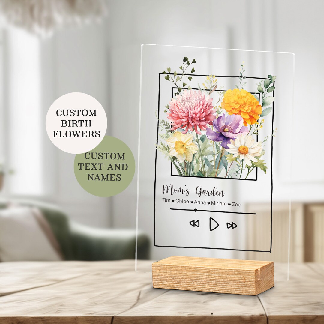 Birth Flower Family Bouquet, Personalized Birth Month Flower on Acrylic ...