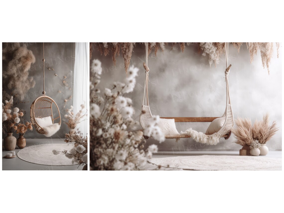 10 Digital Backdrops Boho Floral Swing Boho Maternity Floral - Etsy