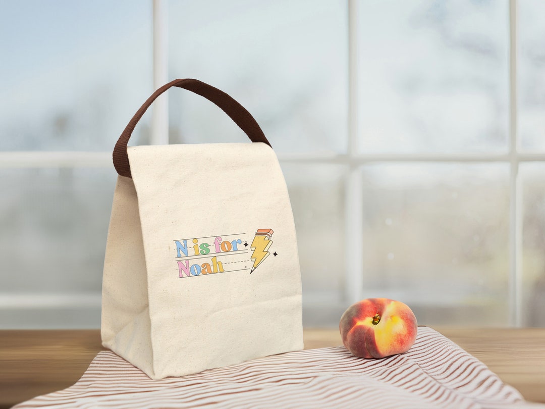 Custom Name Lunch Bag, Canvas Personalized Lunch Bag for Kids, Back to ...