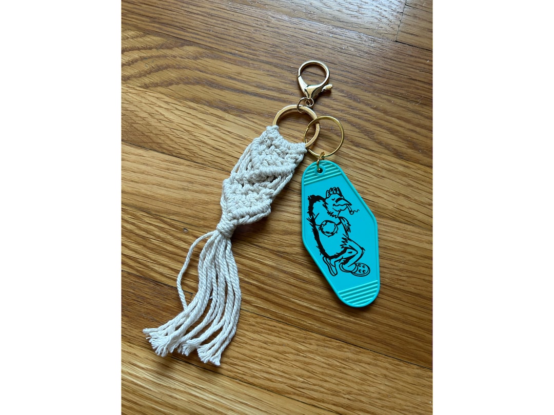 OBX Vintage Hotel Motel Macrame Keychain Outer Banks - Etsy