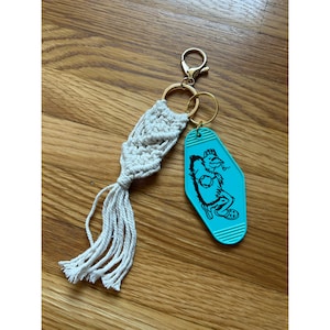 OBX Vintage Hotel Motel Macrame Keychain Outer Banks - Etsy