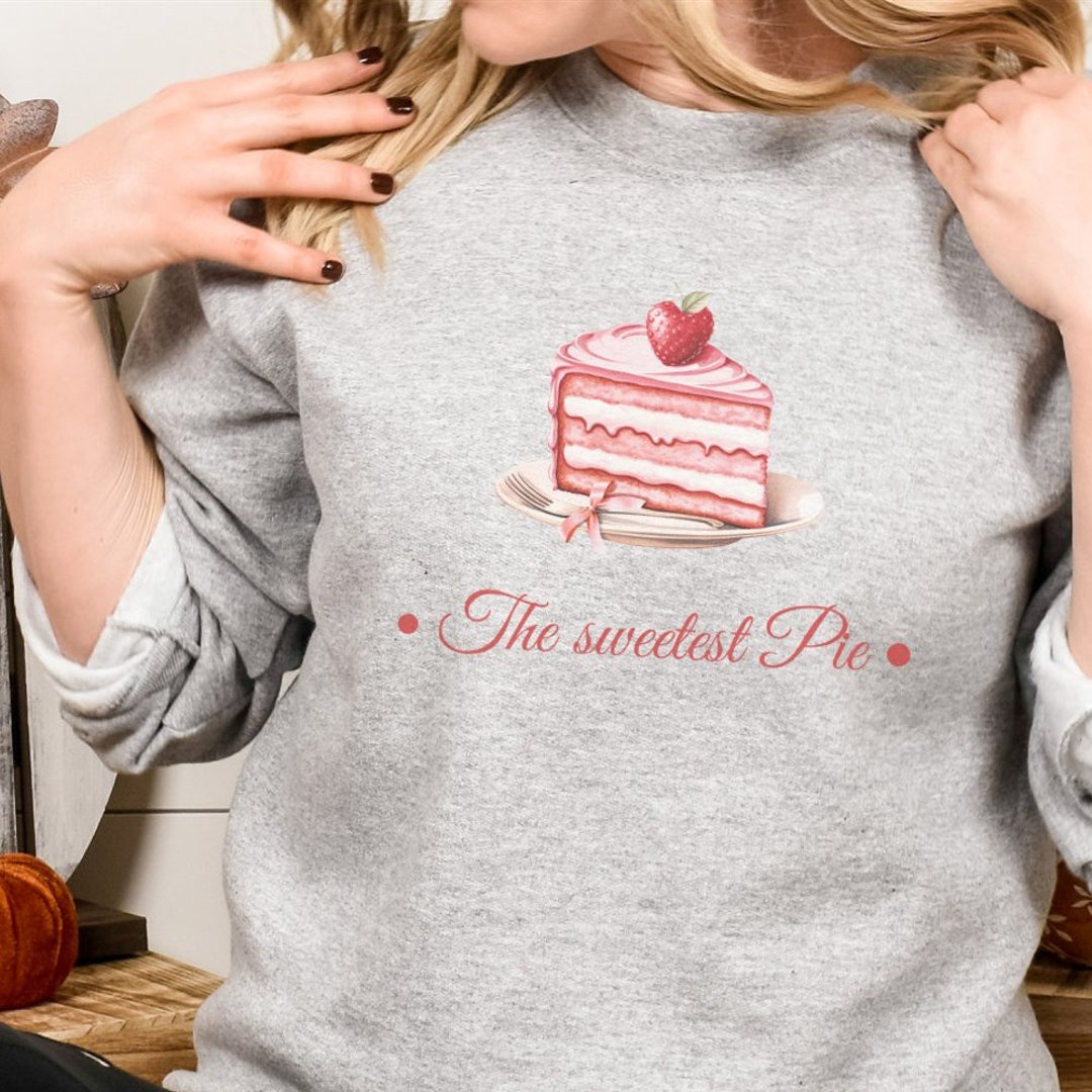 Cozy Dessert Sweatshirt, Strawberry Cake Graphic, Boho Style, Coquette ...