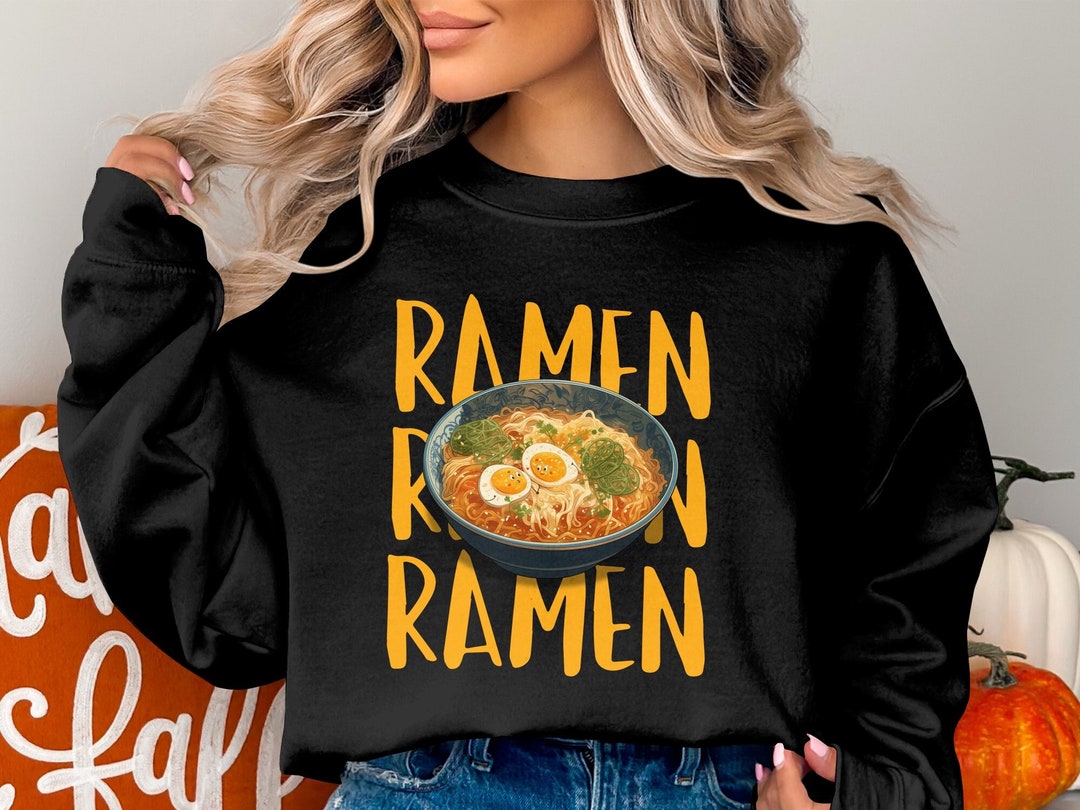 Ramen Noodles Graphic Sweatshirt, Anime Inspired Comfort Food Apparel ...