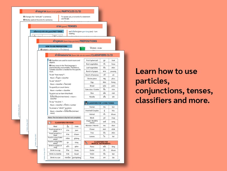 Thai Language Cheat Sheets: Beginner-intermediate Guide (digital ...