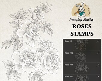 Rose Procreate Brush Set Unique Tattoo Stamp Brushes - Etsy