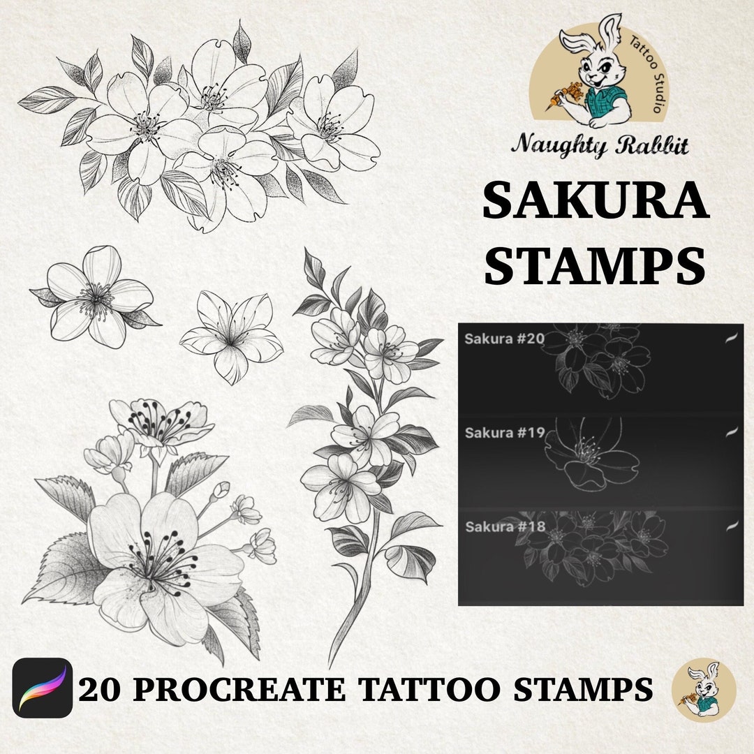 Sakura Procreate Brush Set/unique Tattoo Stamp Brushes/digital Art ...