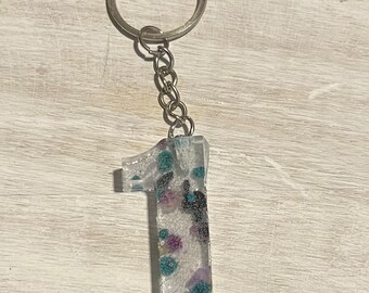 Green Glitter Number Keychain - Etsy