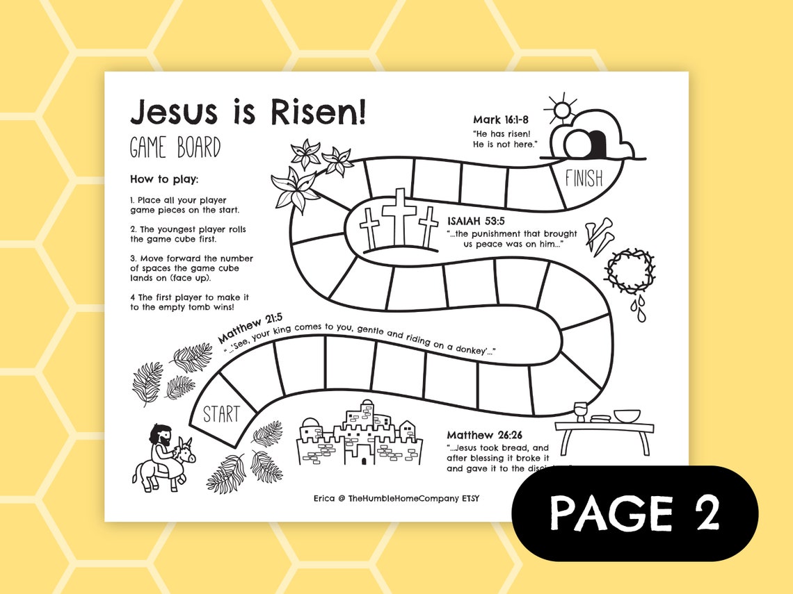 Jesus is Risen Board Game Craft Sunday School Activity Kids Paper ...