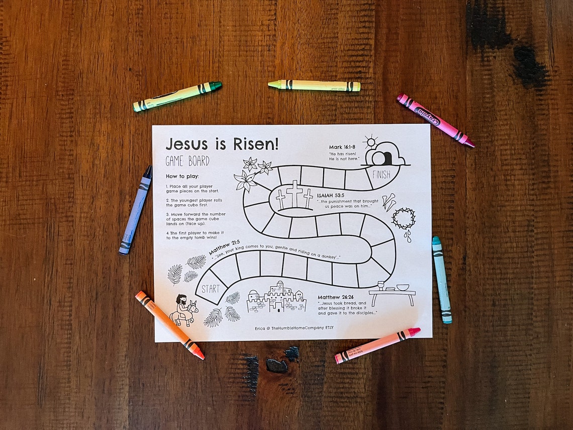 Jesus is Risen Board Game Craft Sunday School Activity Kids Paper ...