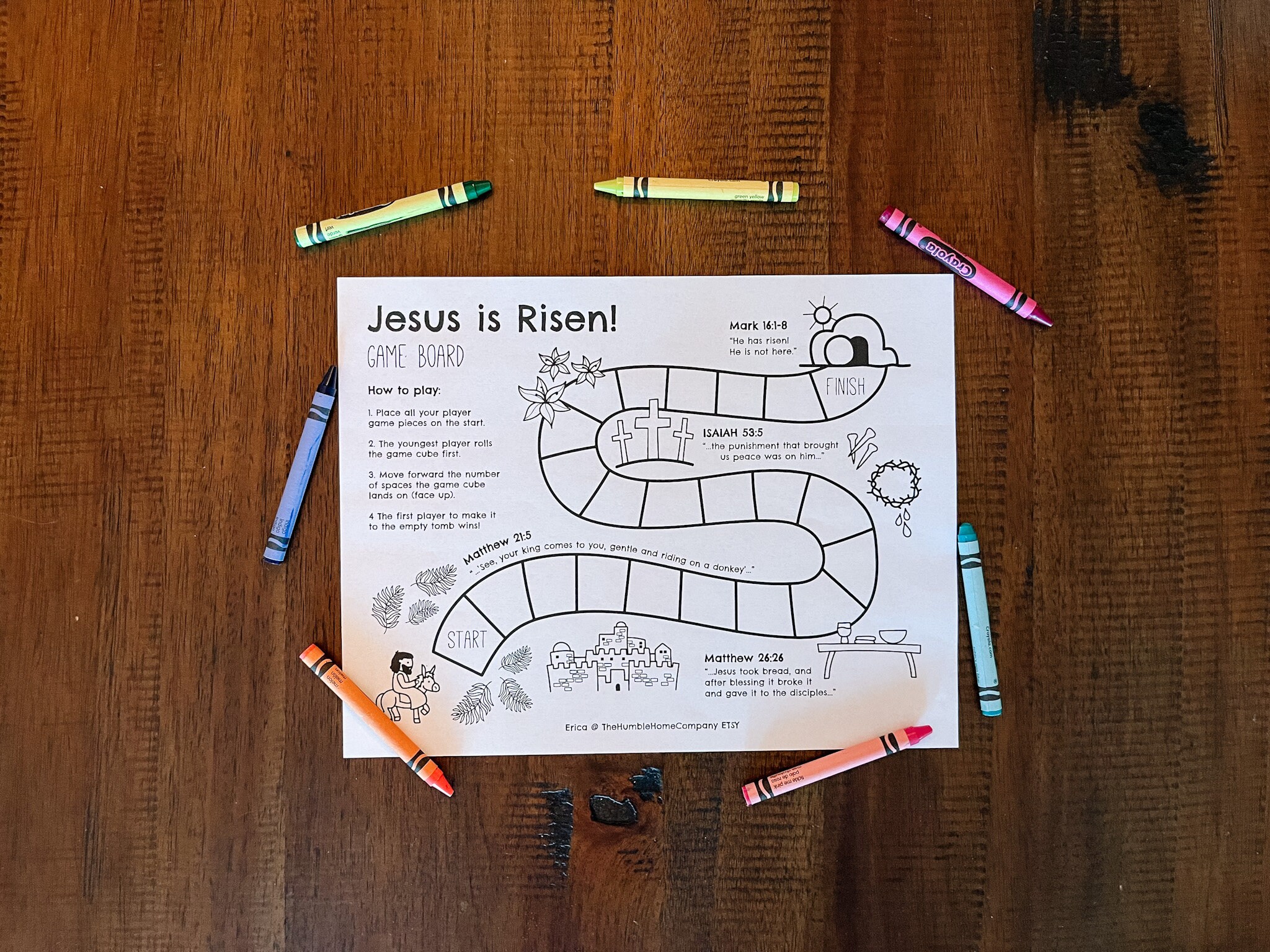 Jesus is Risen Board Game Craft Sunday School Activity Kids Paper ...