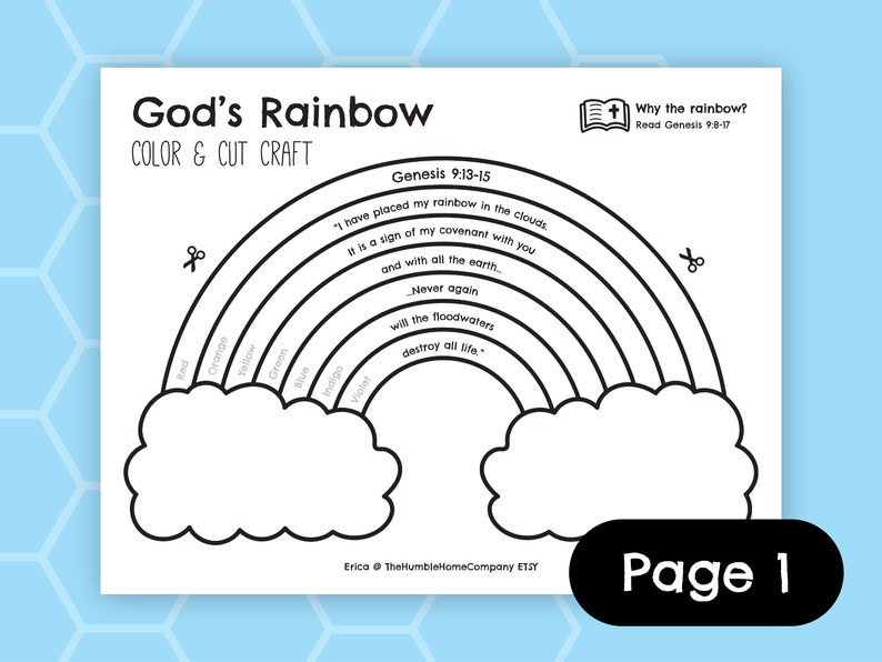 God's Rainbow Mobile Craft | Bible Story Activity (PDF) - Etsy