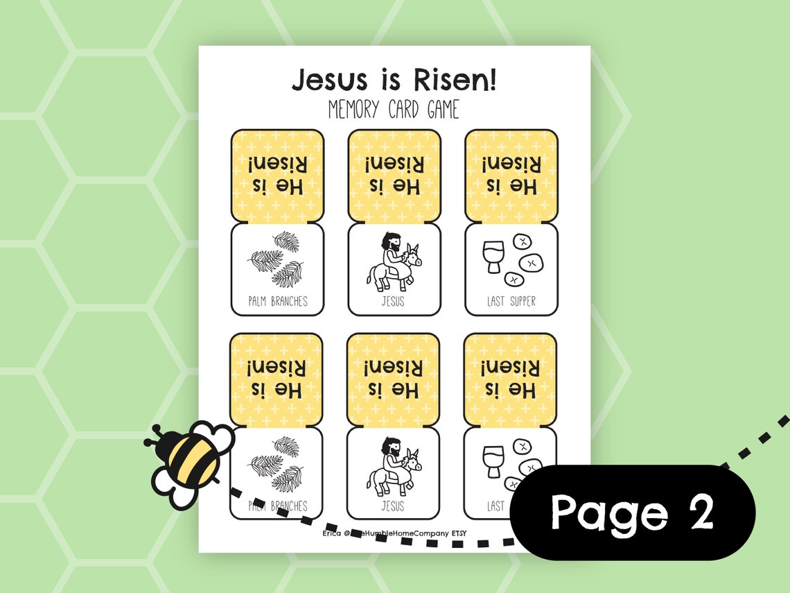 Jesus is Risen Memory Card Game | Easter Sunday Craft (PDF) - Etsy