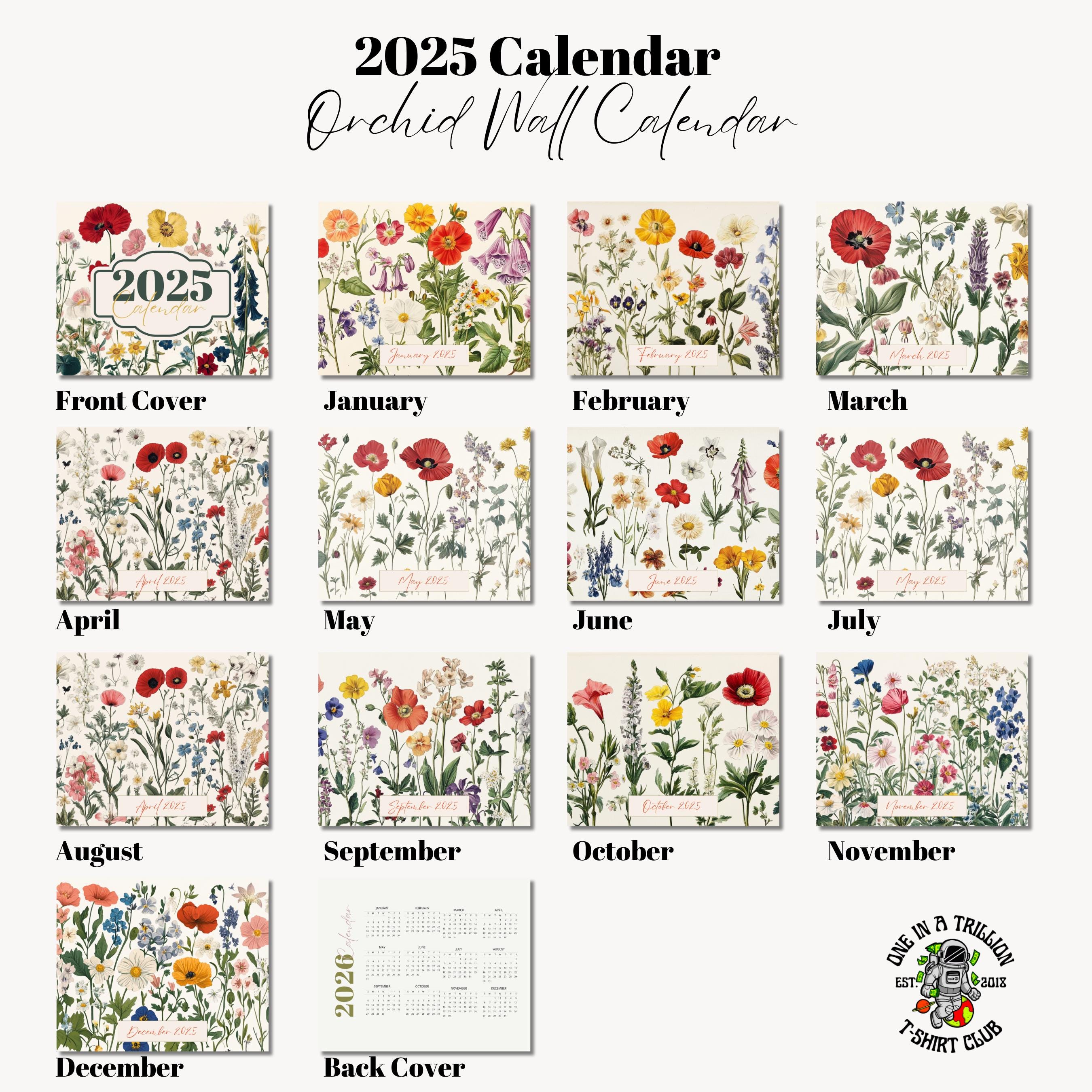 2025 Vintage Botanicals Wall Calendar - Antique Floral Art, Nature ...