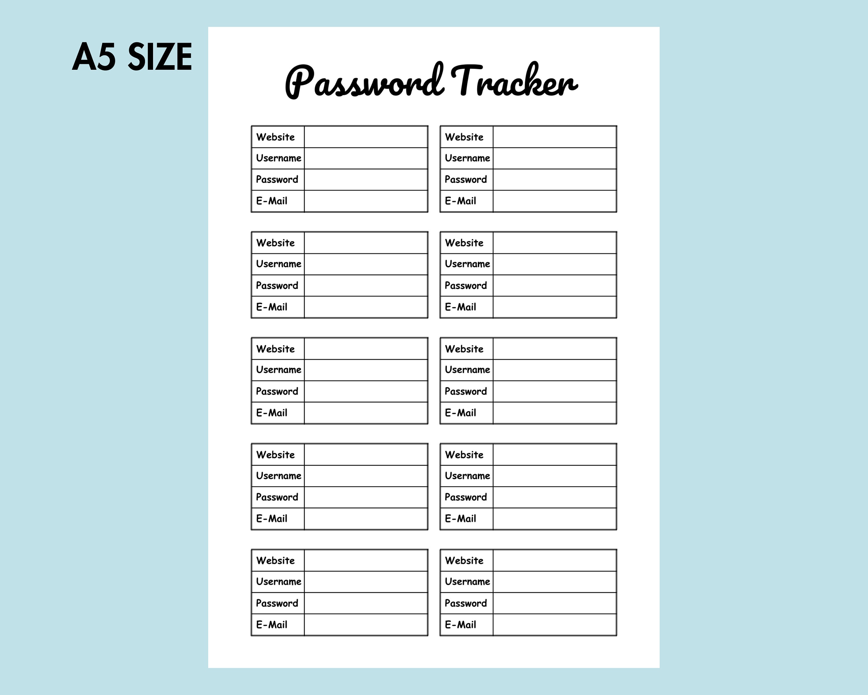 Password Tracker Printable Password Logbook for Home Organization ...