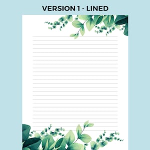 Printable Stationery Instant Download, Greenery Plant Writing Paper ...