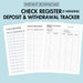 Checkbook Register Printable Check Transaction Tracker Check Ledger ...