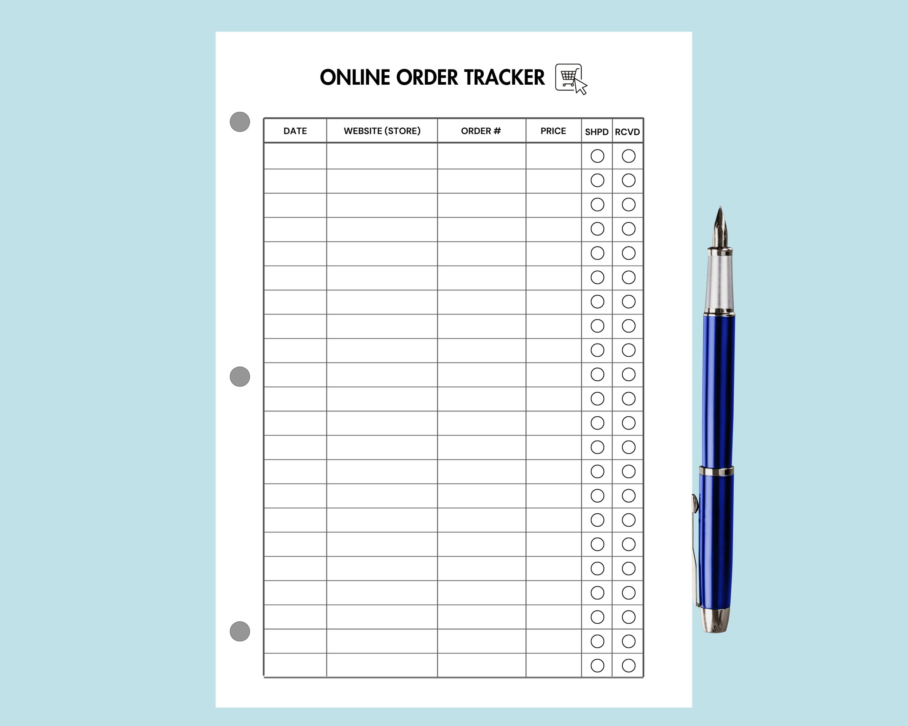 Online Order Tracker Printable Online Shopping Tracker PDF for Budget ...