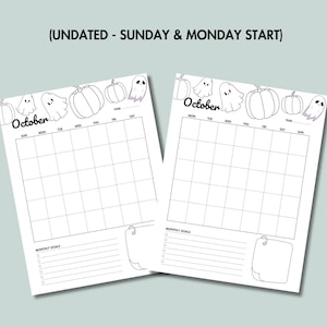 October Journal Title Page & October Monthly Planner Undated Printable ...