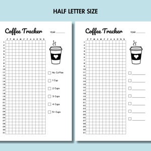 Coffee Tracker Printable Caffeine Log Year in Pixel Daily Yearly Health ...