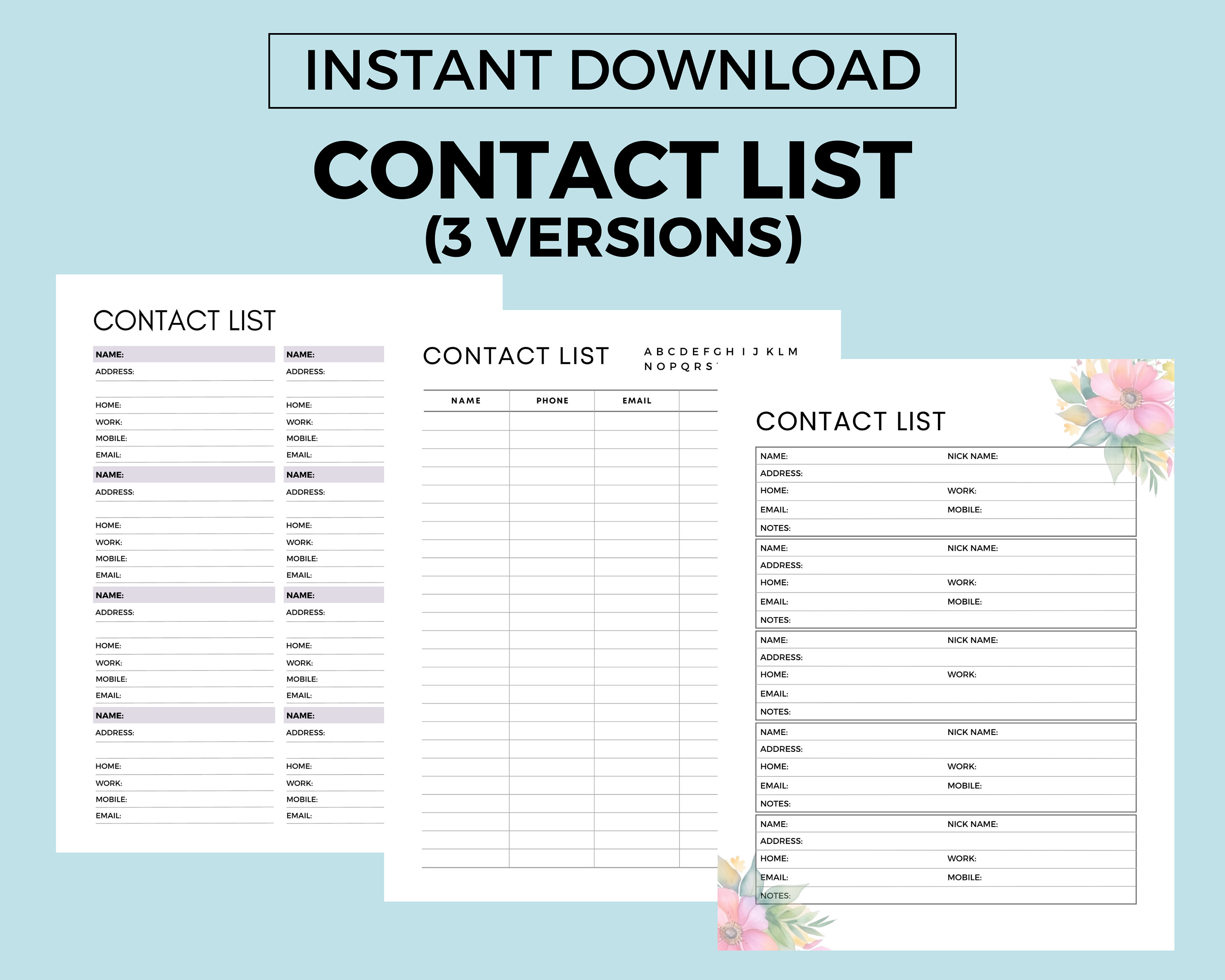 Contact List Template Excel Free Download