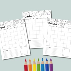 Monthly Journal Title Page and Undated Monthly Planner Set Printable ...