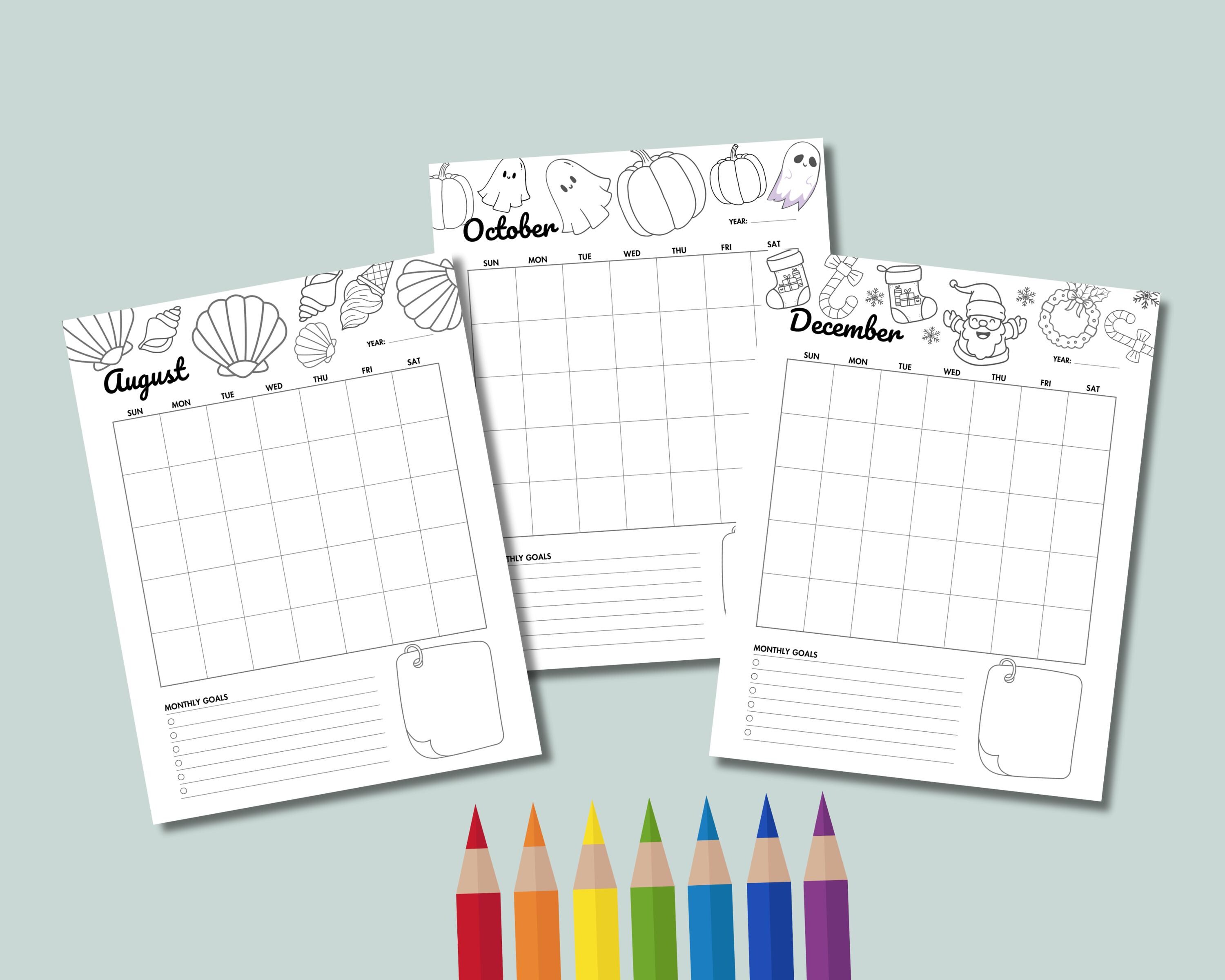 Monthly Journal Title Page and Undated Monthly Planner Set Printable ...