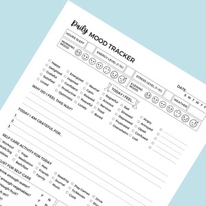 Daily Mood Tracker Printable Mood Journal With Journal Prompts PDF ...