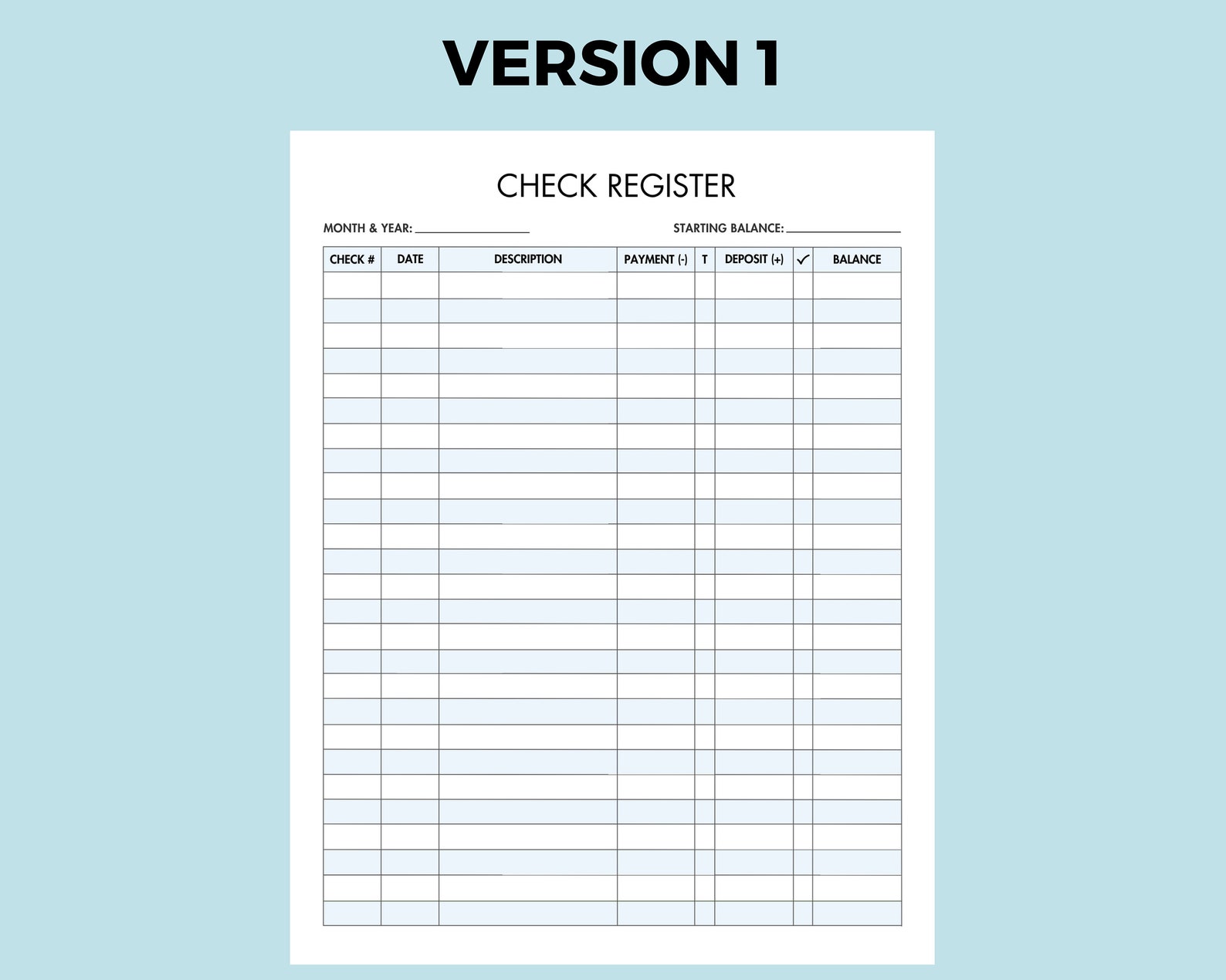 Check Register Printable for Personal Check Book and Small Business ...