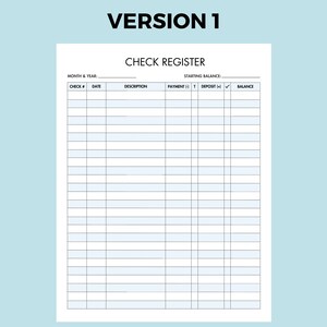 Check Register Printable for Personal Check Book and Small Business ...