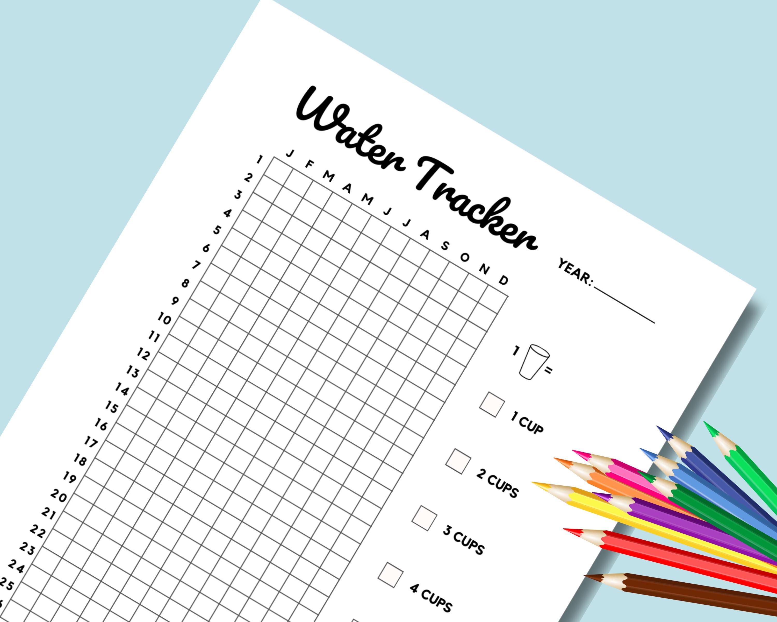 Water Tracker Daily Monthly Printable Journal Page Daily Hydration ...
