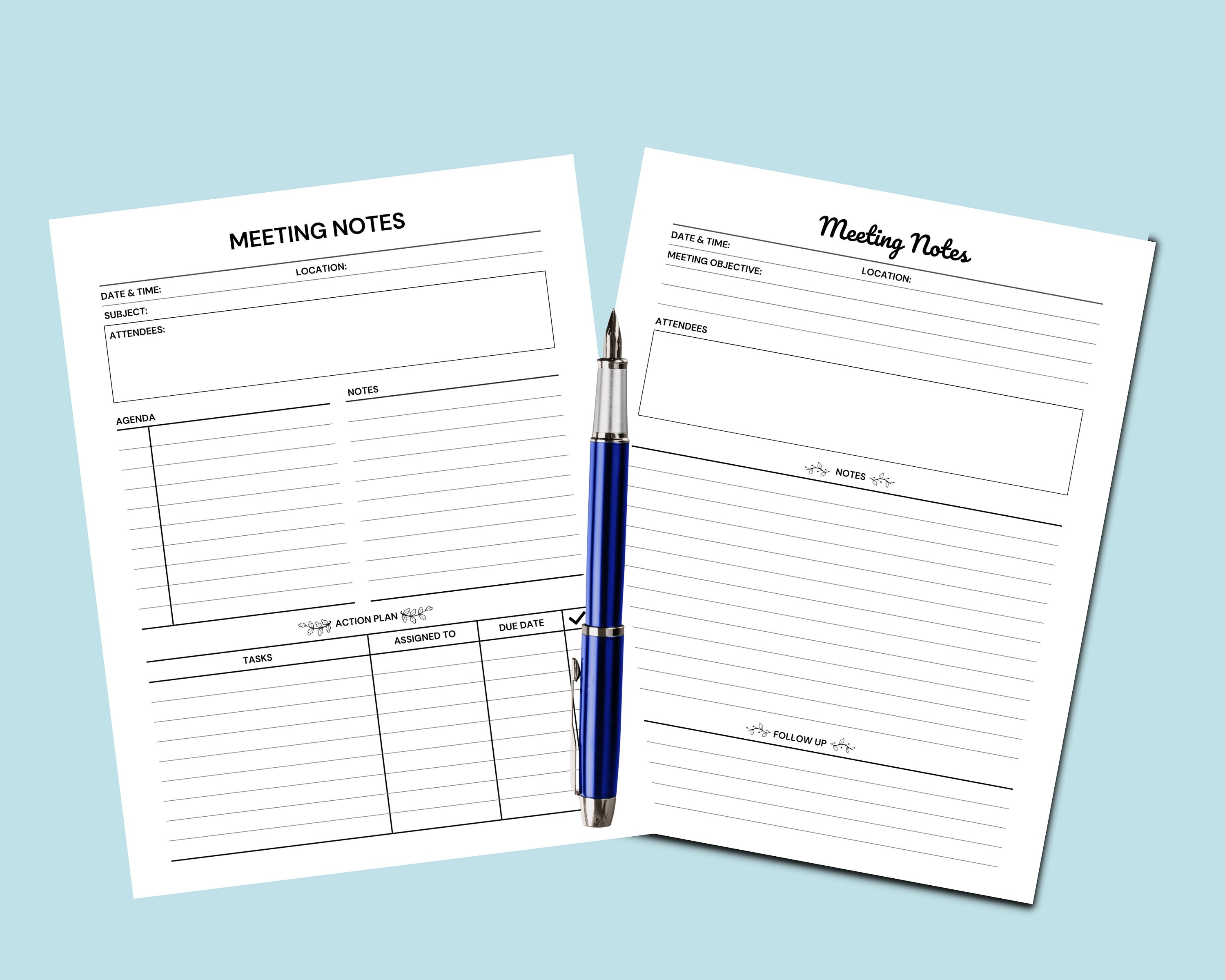 Meeting Note Printable Meeting Agenda Business Note Taking PDF, Meeting ...