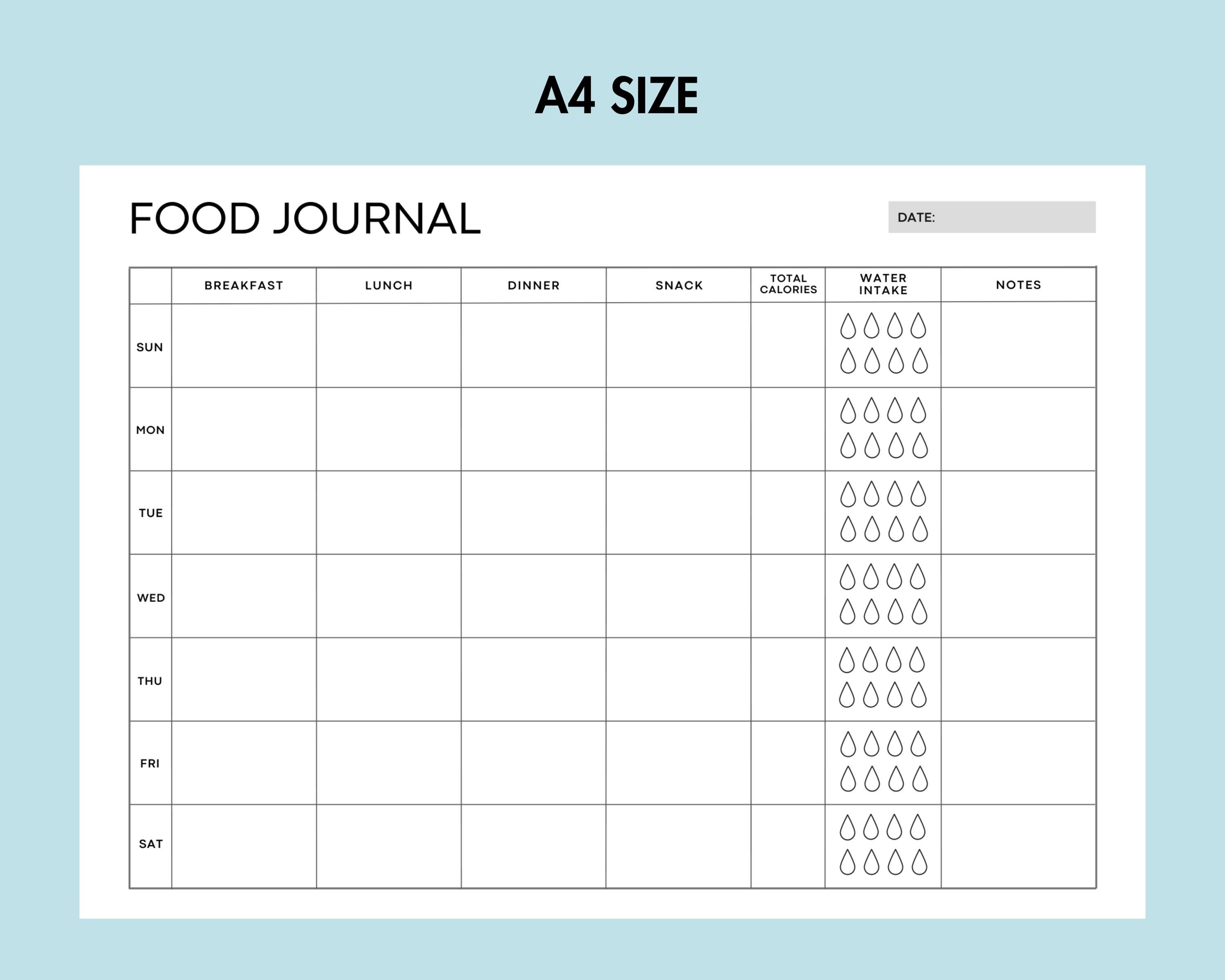 Weekly Food Journal Printable Meal Planner PDF Weekly Weight Loss ...