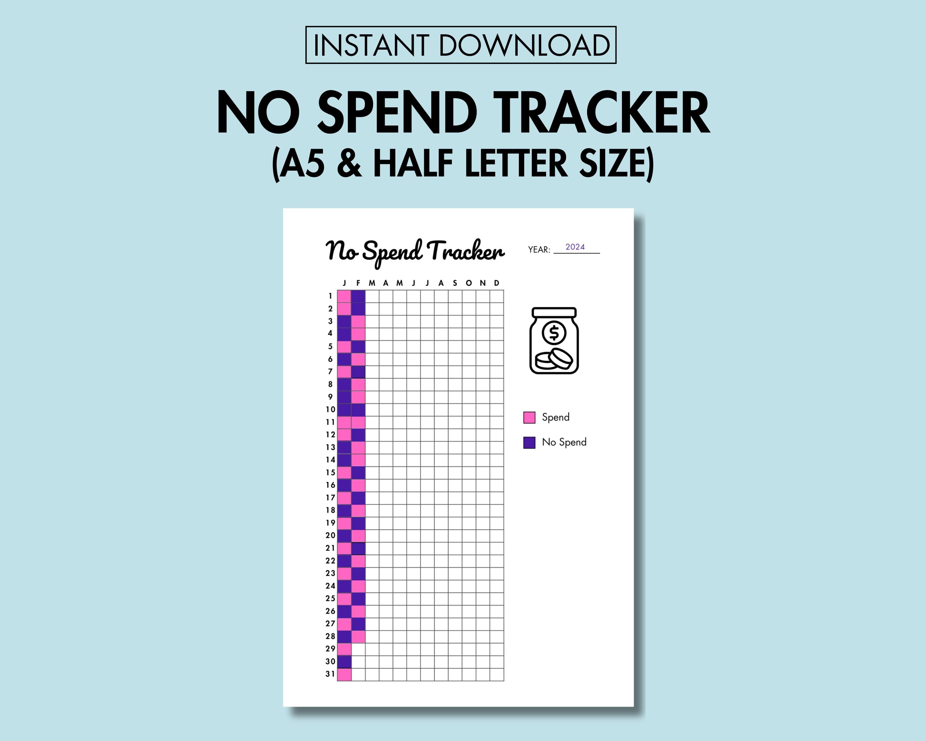 No Spend Tracker Printable No Spending Challenge PDF Money Saving ...