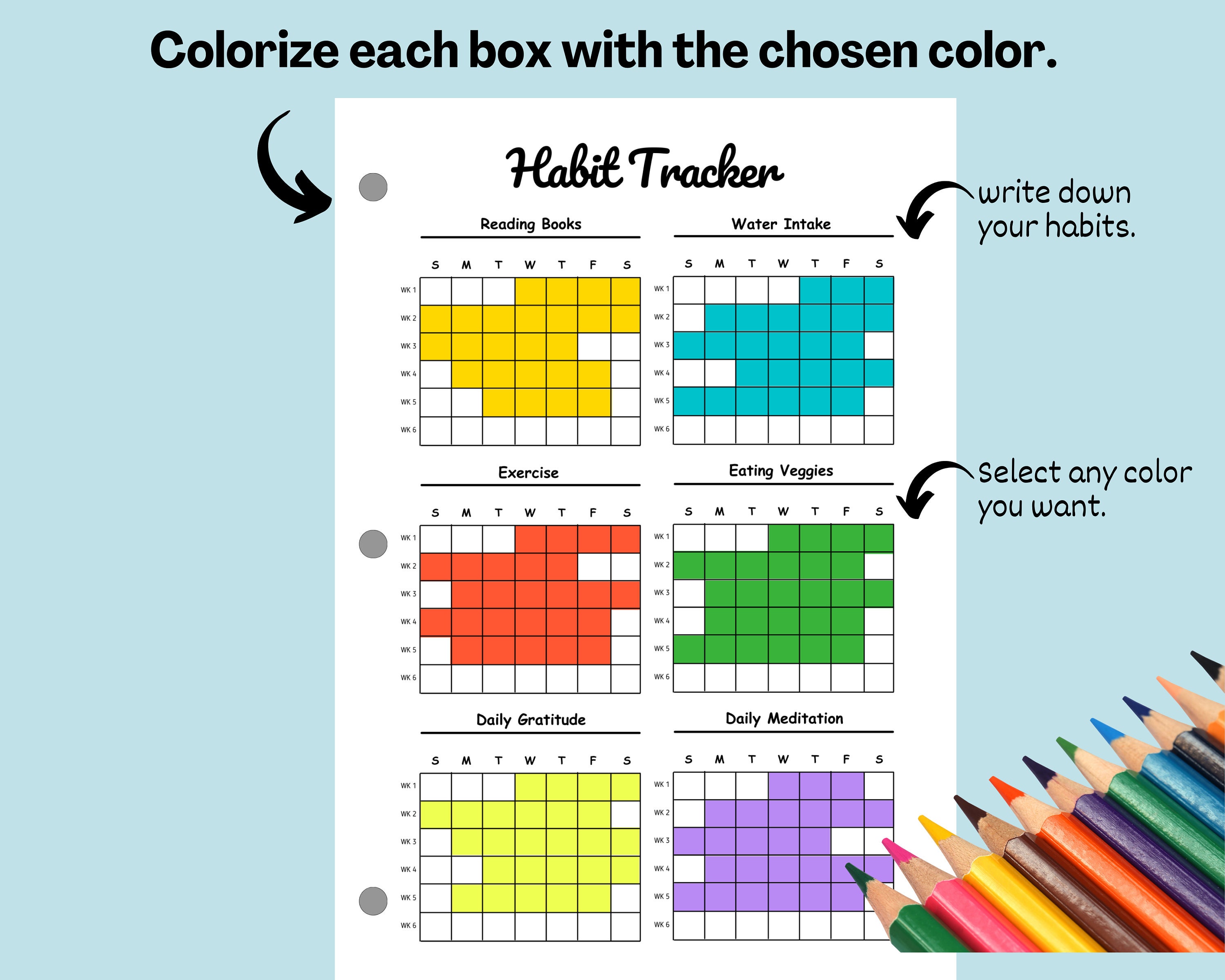 Habit Tracker Printable Weekly Monthly Habit Tracking Chart Goal ...
