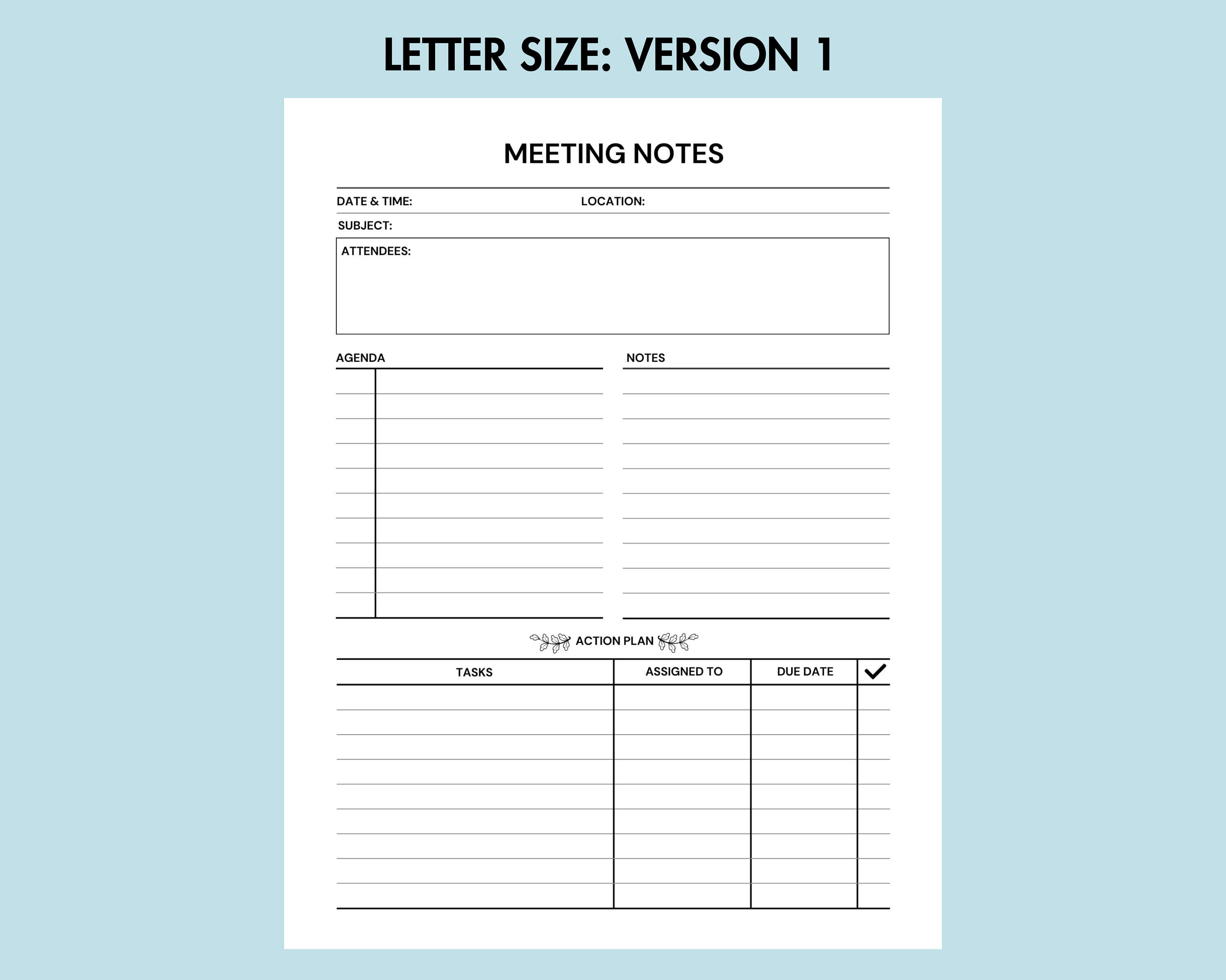 Meeting Note Printable Meeting Agenda Business Note Taking PDF, Meeting ...