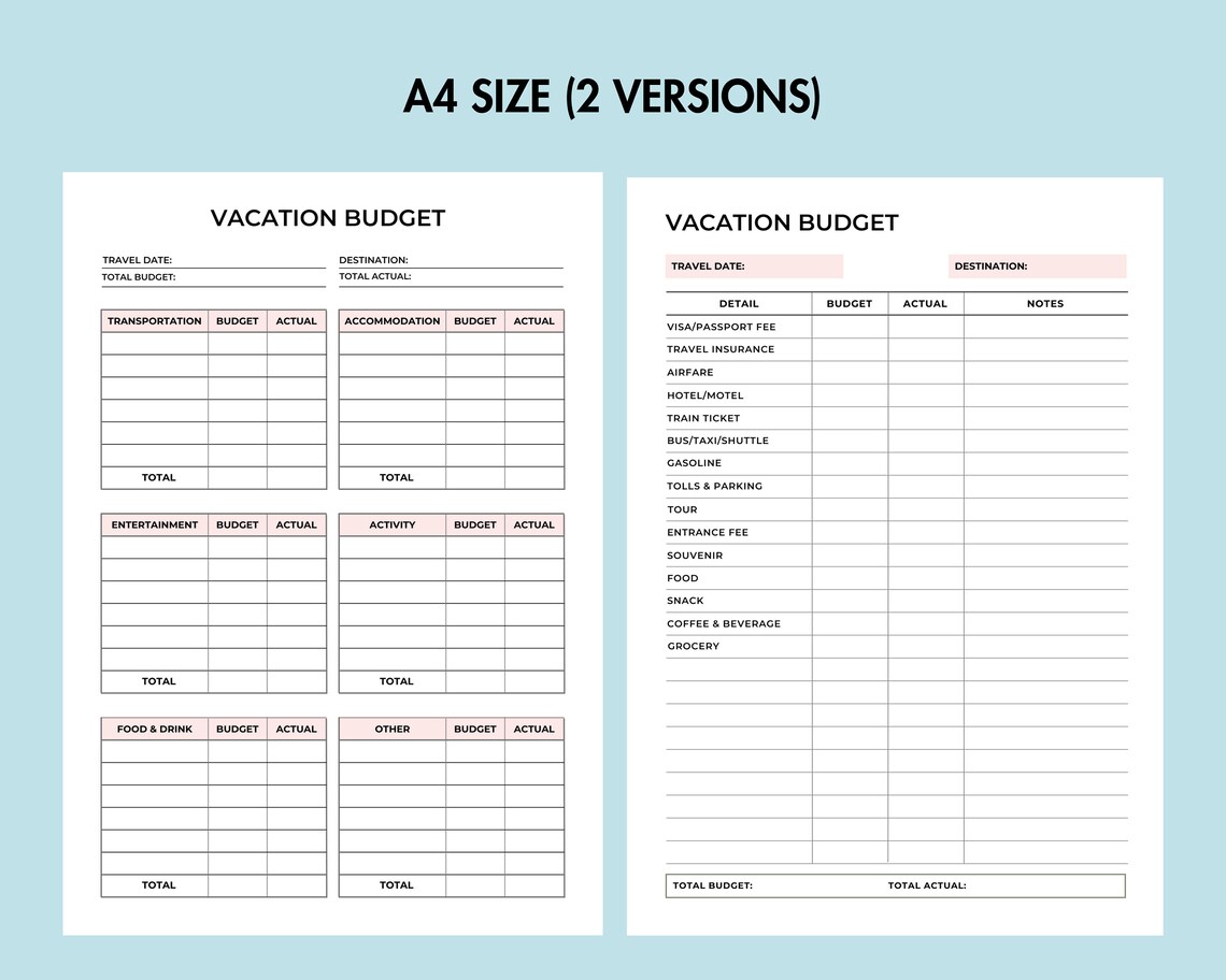 Vacation Budget Planner Printable Travel Budget Planner PDF Vacation ...