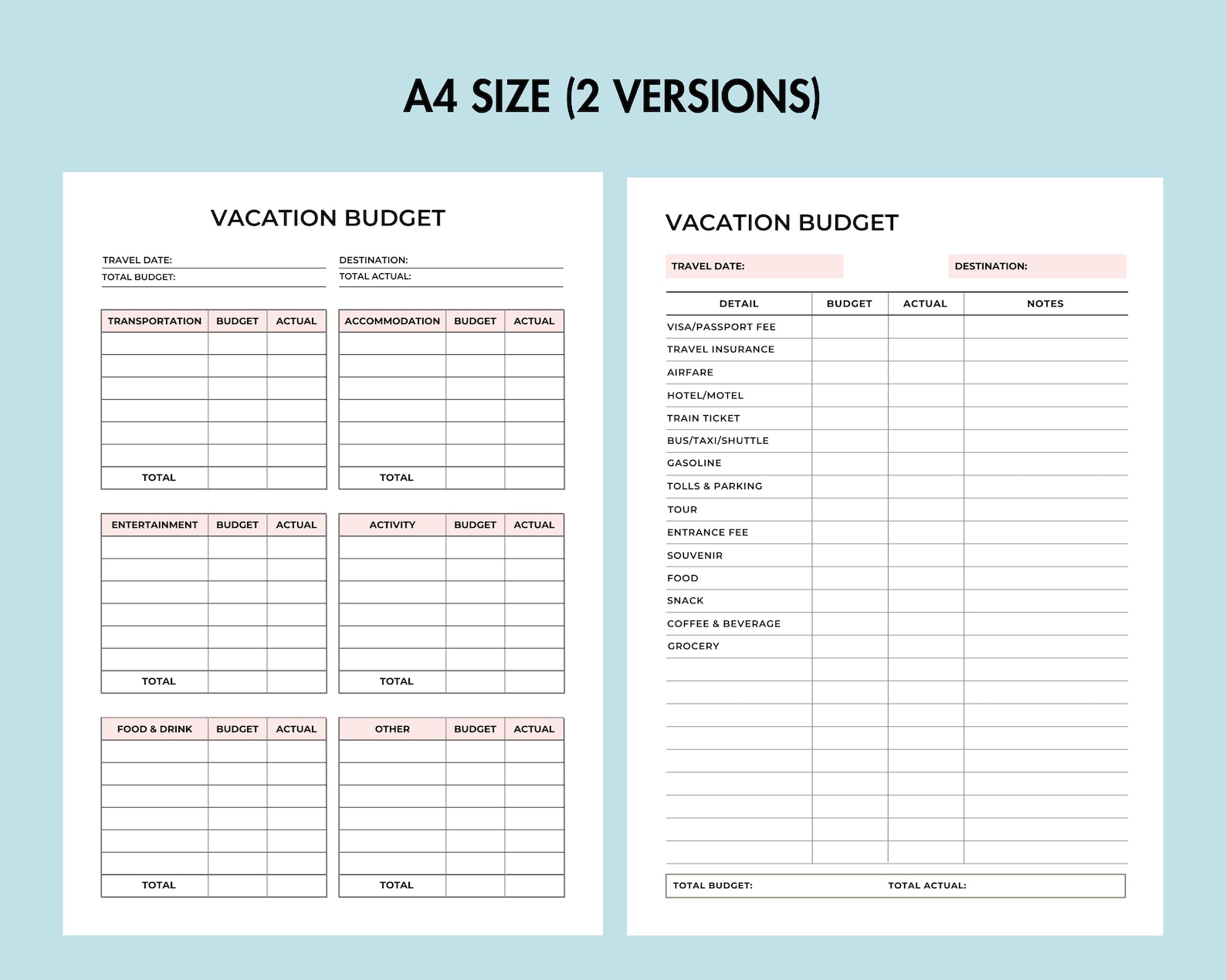 Vacation Budget Planner Printable Travel Budget Planner PDF Vacation ...