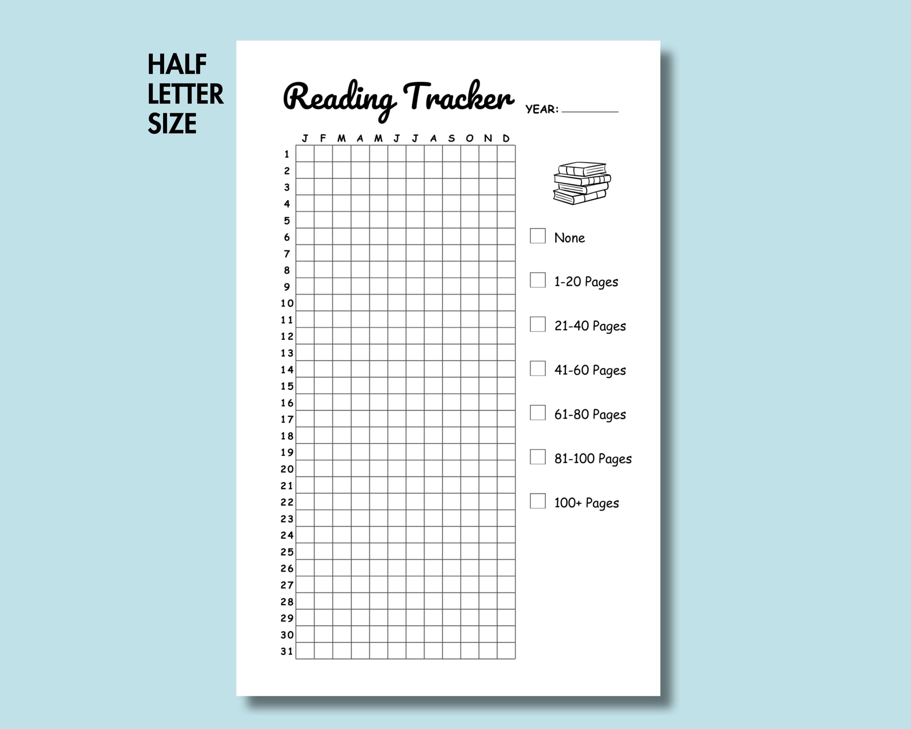 Reading Tracker Printable Journal Page Daily Yearly Reading Log ...