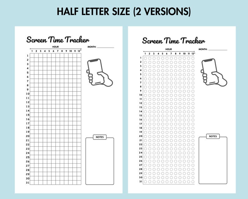 Screen Time Tracker Printable Digital Screen Time Management Tracker ...