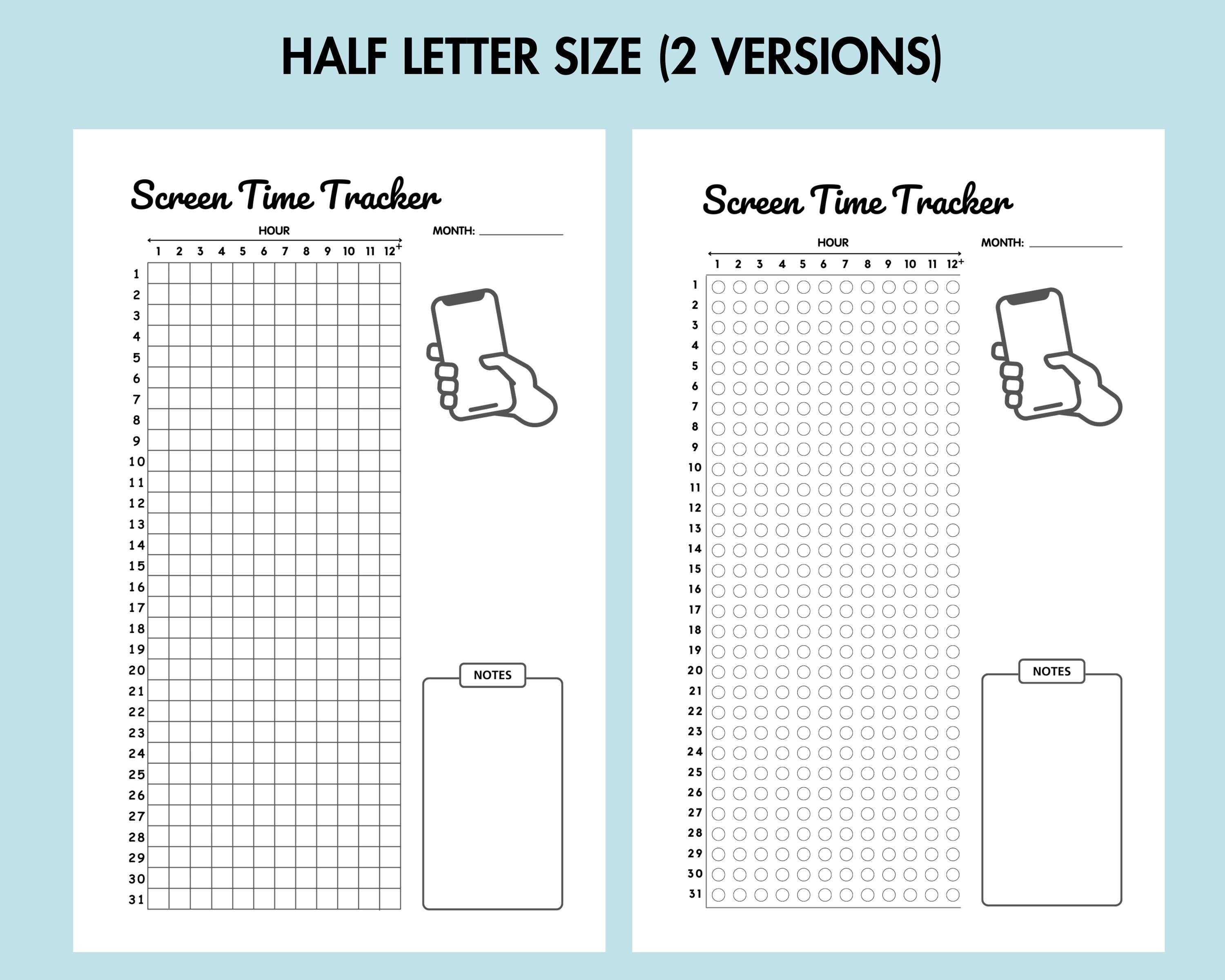 Screen Time Tracker Printable Digital Screen Time Management Tracker ...