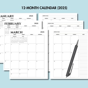 2025 Monthly Calendar Printable 2 Page Spread 2025 Monthly Planner With ...
