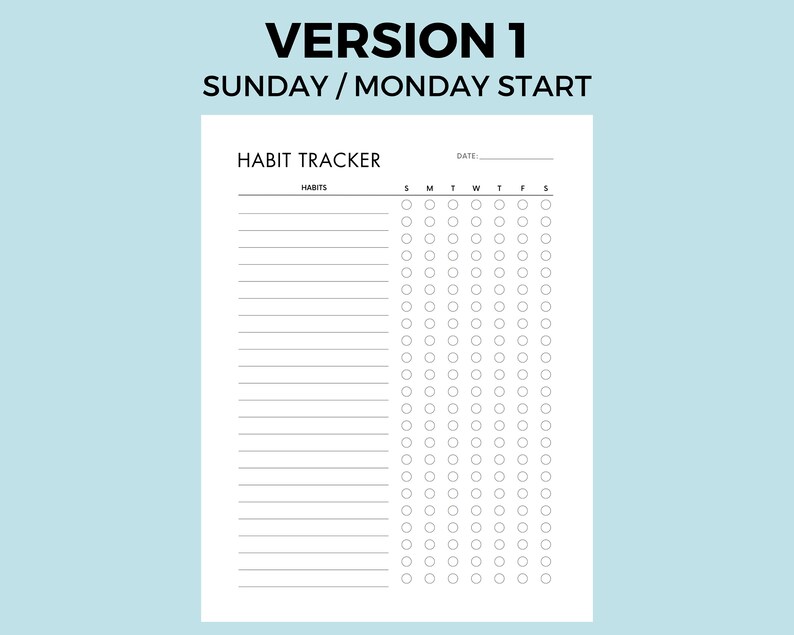 Weekly Habit Tracker Printable Instant Download, Weekly Habit Checklist ...