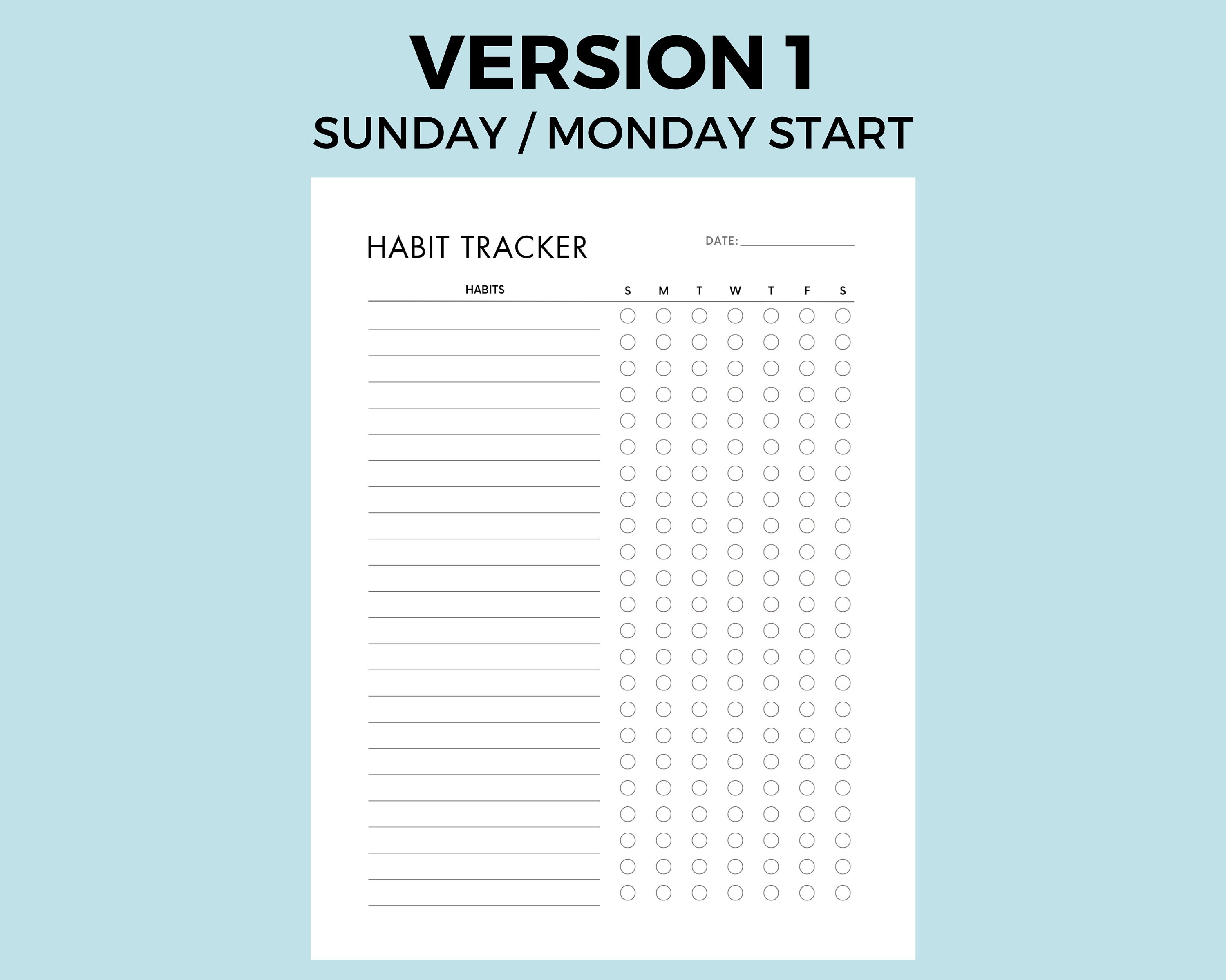 Weekly Habit Tracker Printable Instant Download, Weekly Habit Checklist ...