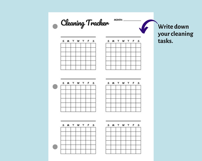 Cleaning Tracker Printable House Task Tracker PDF Daily House Chore ...