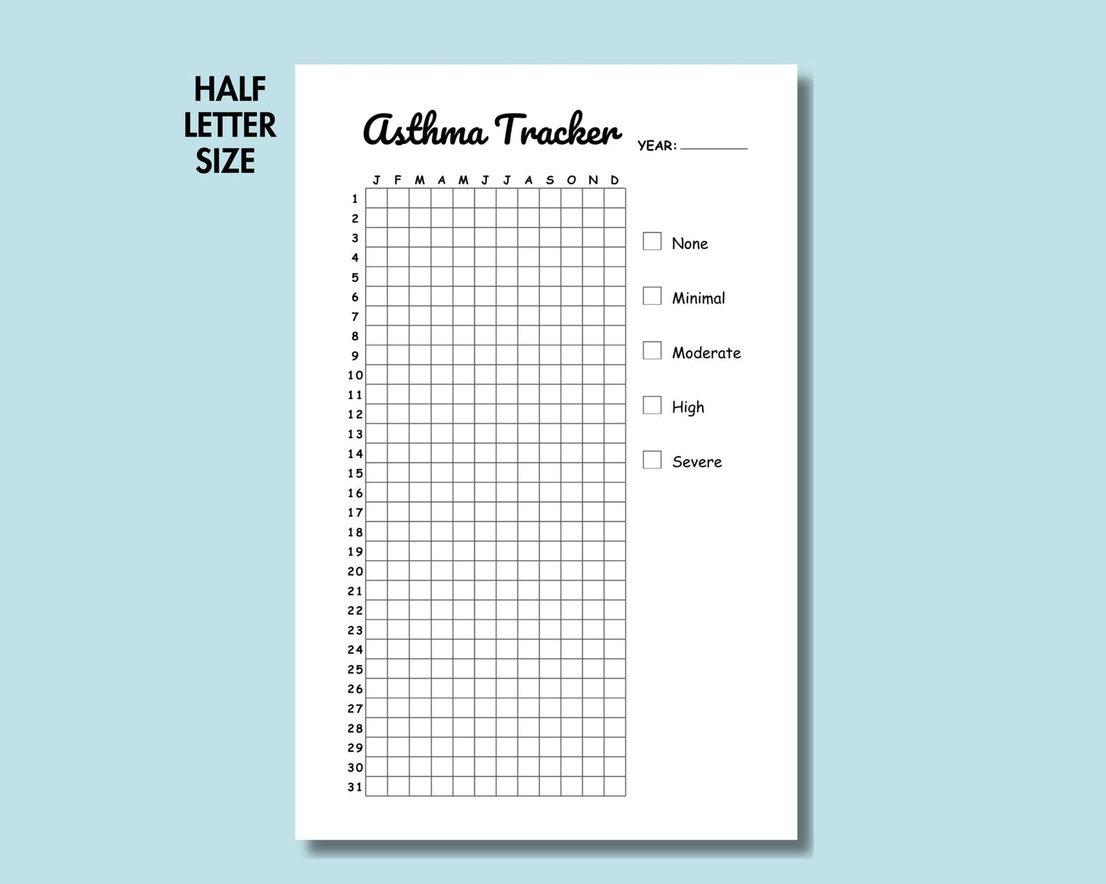 Asthma Tracker Printable Monthly Asthma Log & Inhaler Tracker ...