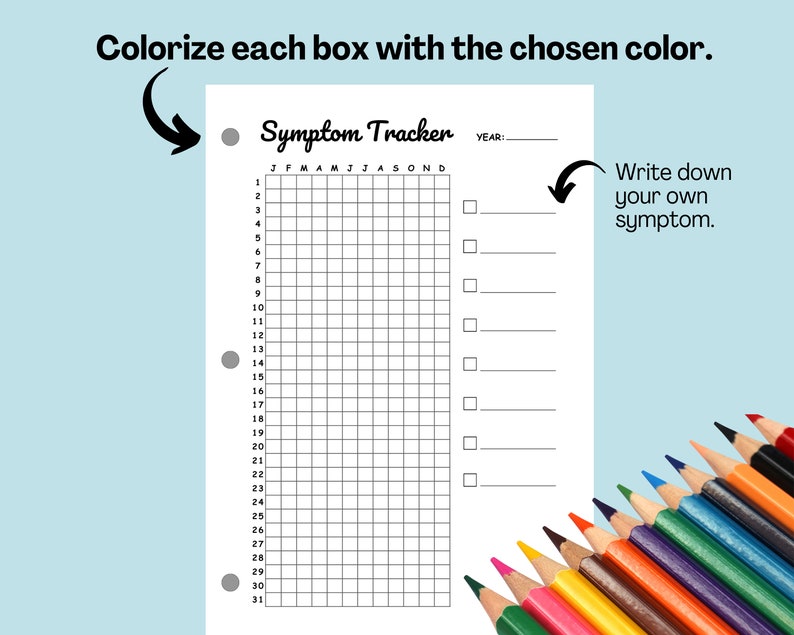 Symptom Tracker Printable Symptom Log PDF Health Tracker, Medical ...